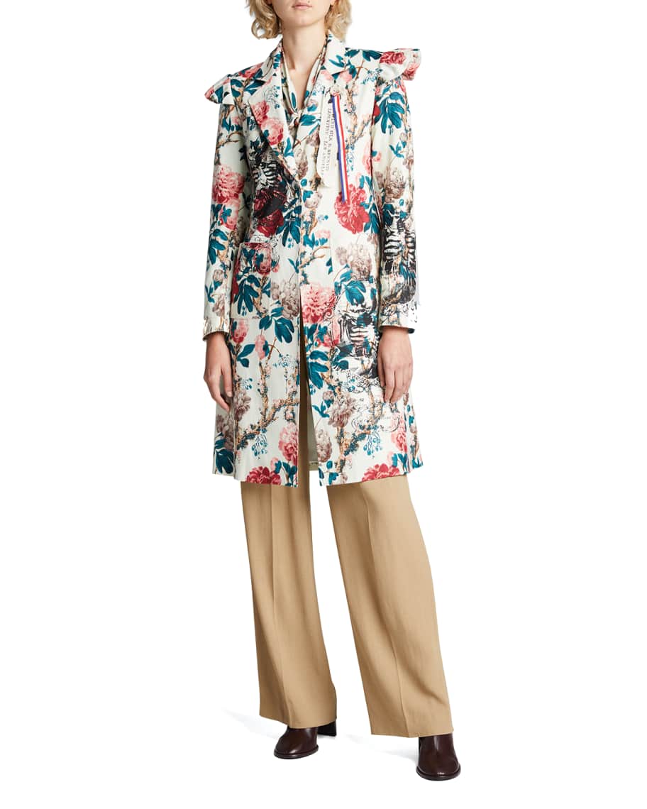 Libertine Kandi Floral Ruffle-Cap Coat | Neiman Marcus