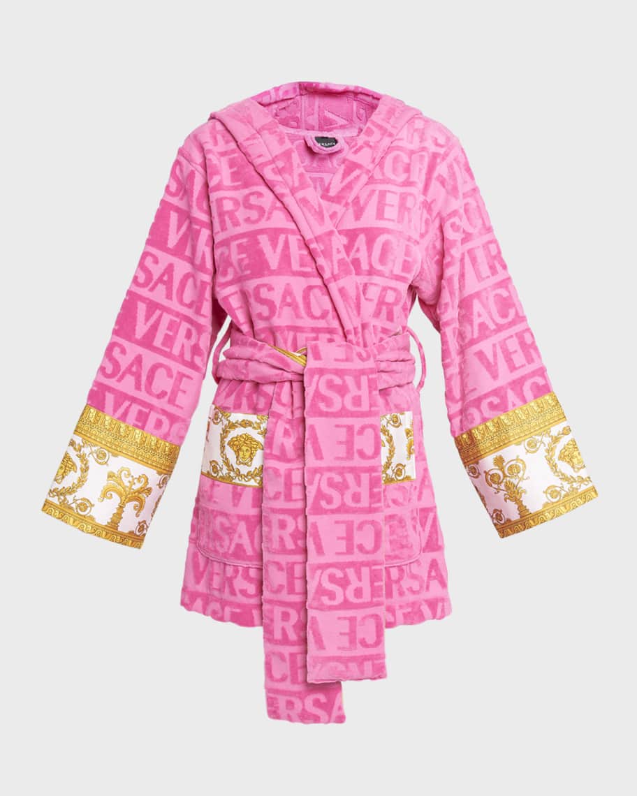 Versace I Heart Baroque Hooded Short Bathrobe | Neiman Marcus