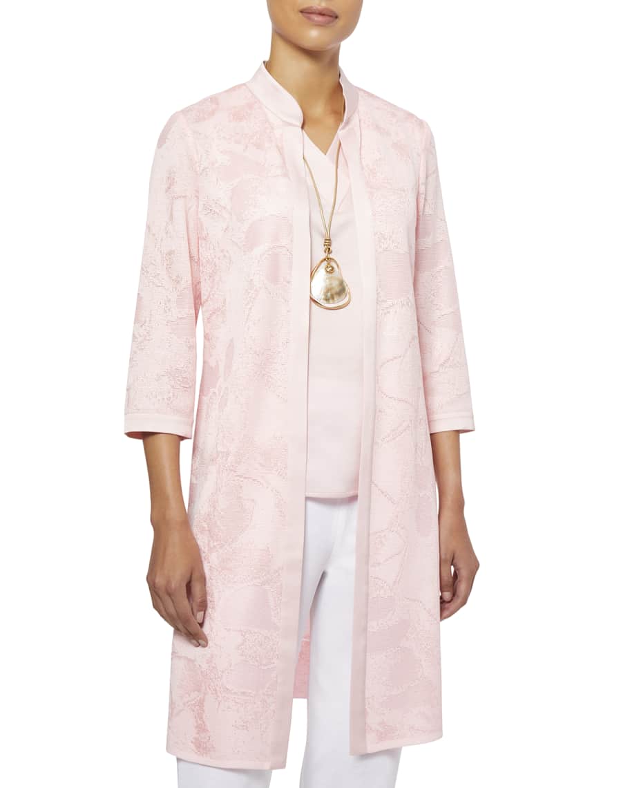 Misook Plus Plus Size Monochromatic Jacquard Knit Duster | Neiman Marcus