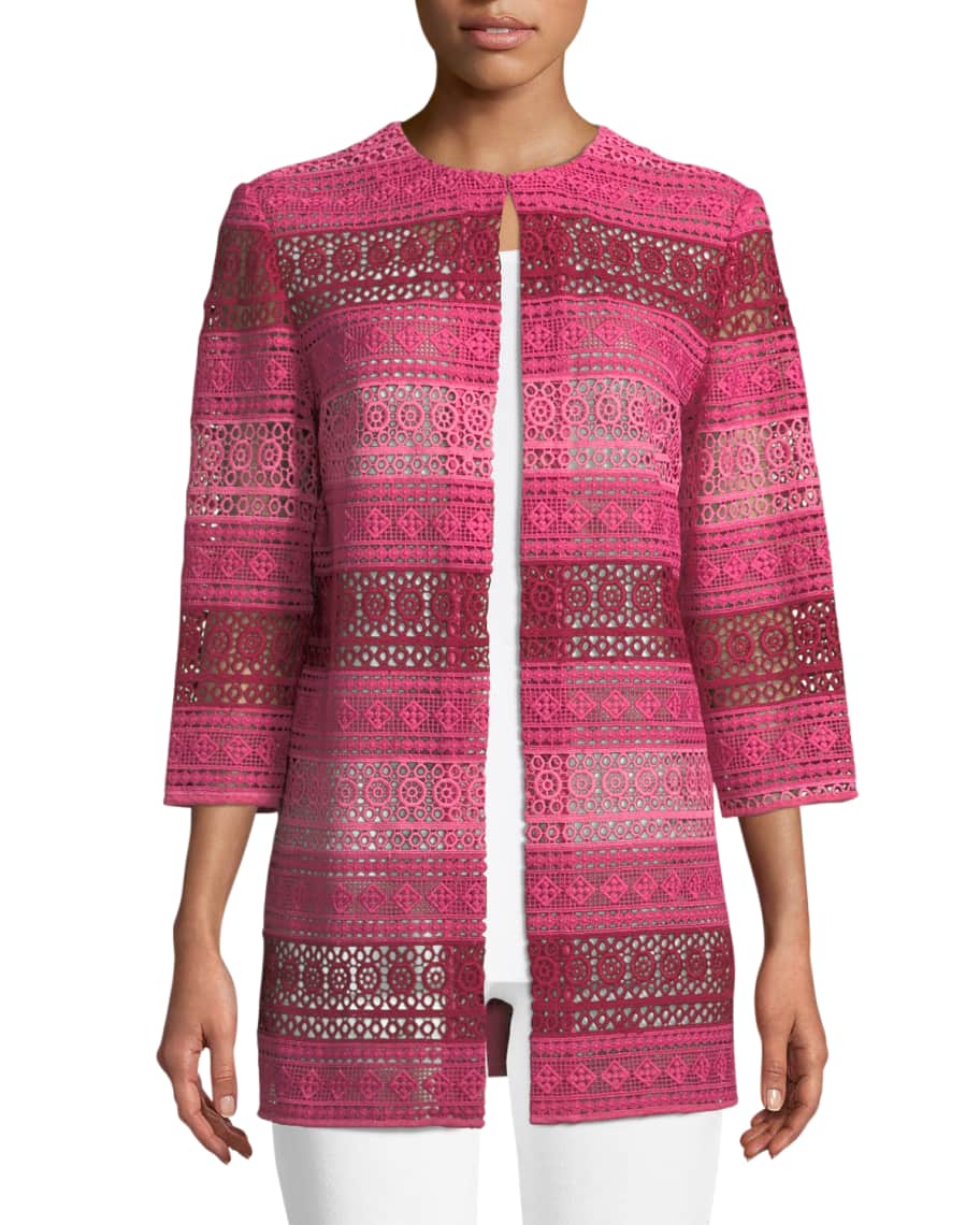 Misook Plus Plus Size Crochet and Knit Jacket | Neiman Marcus