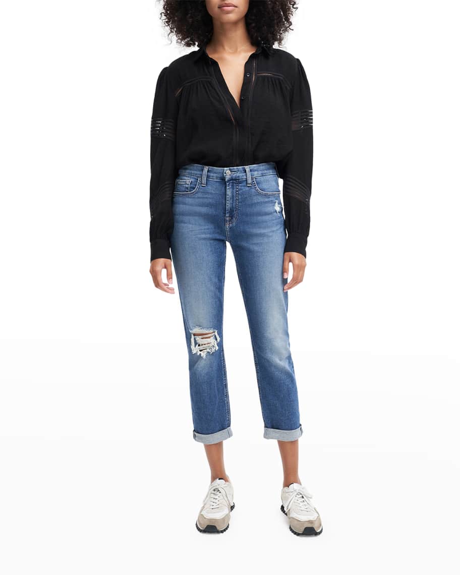 Jen7 High-Rise Slim Boyfriend Jeans | Neiman Marcus