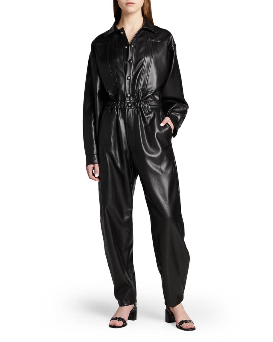 Agolde Vegan Leather 80s Jumpsuit Neiman Marcus