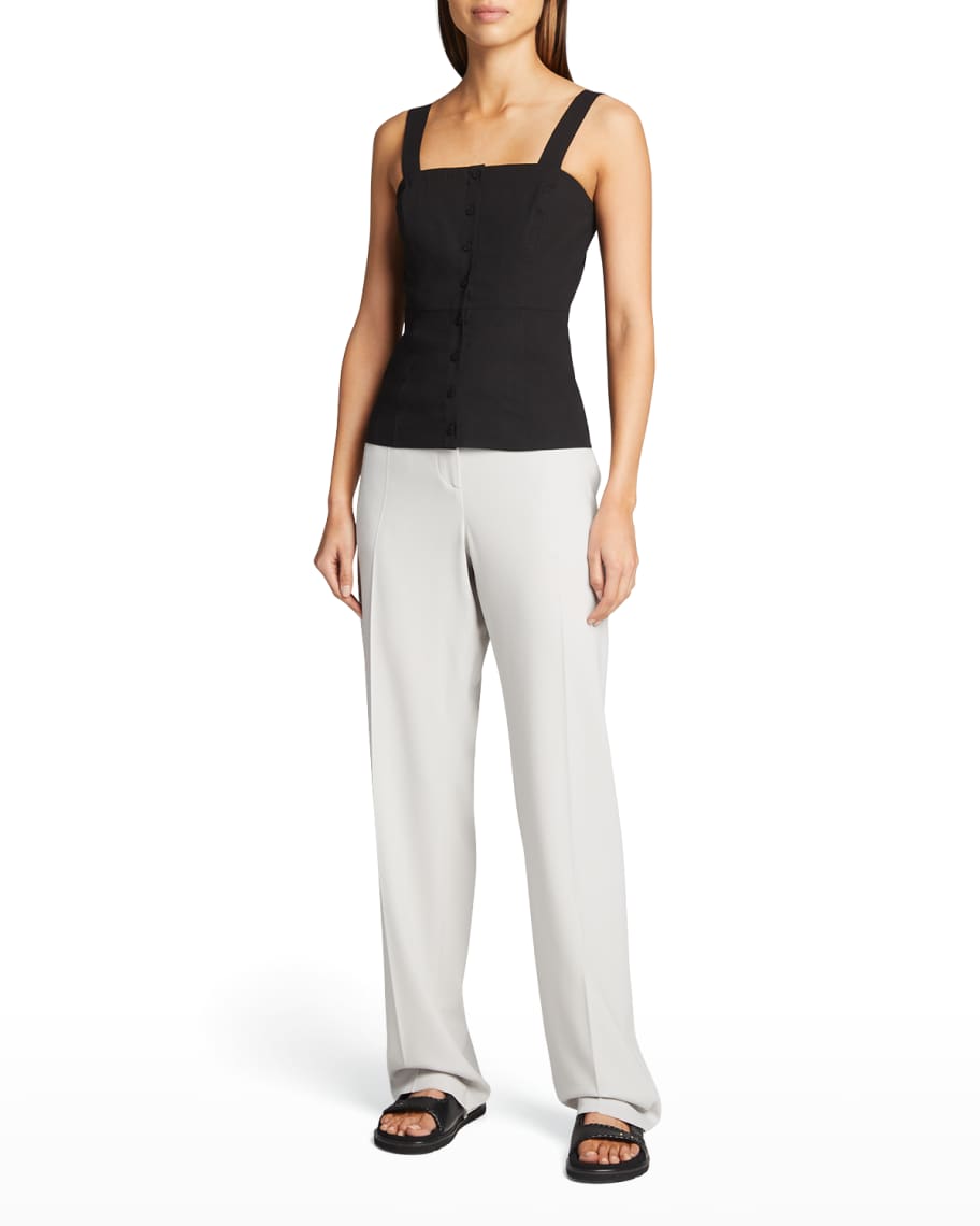Theory Kayleigh Linen Button-Front Cami | Neiman Marcus