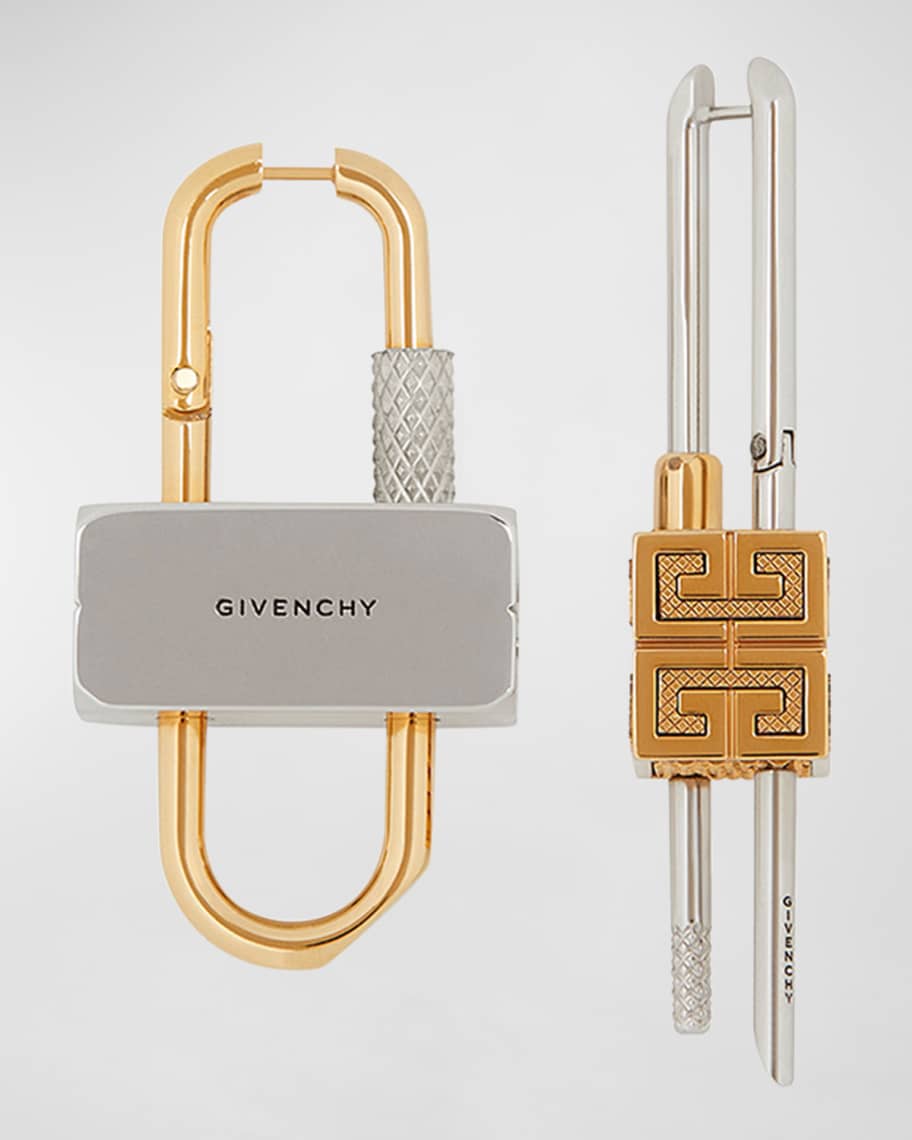 Givenchy Men's Two-Tone Mismatch Lock Earrings | Neiman Marcus