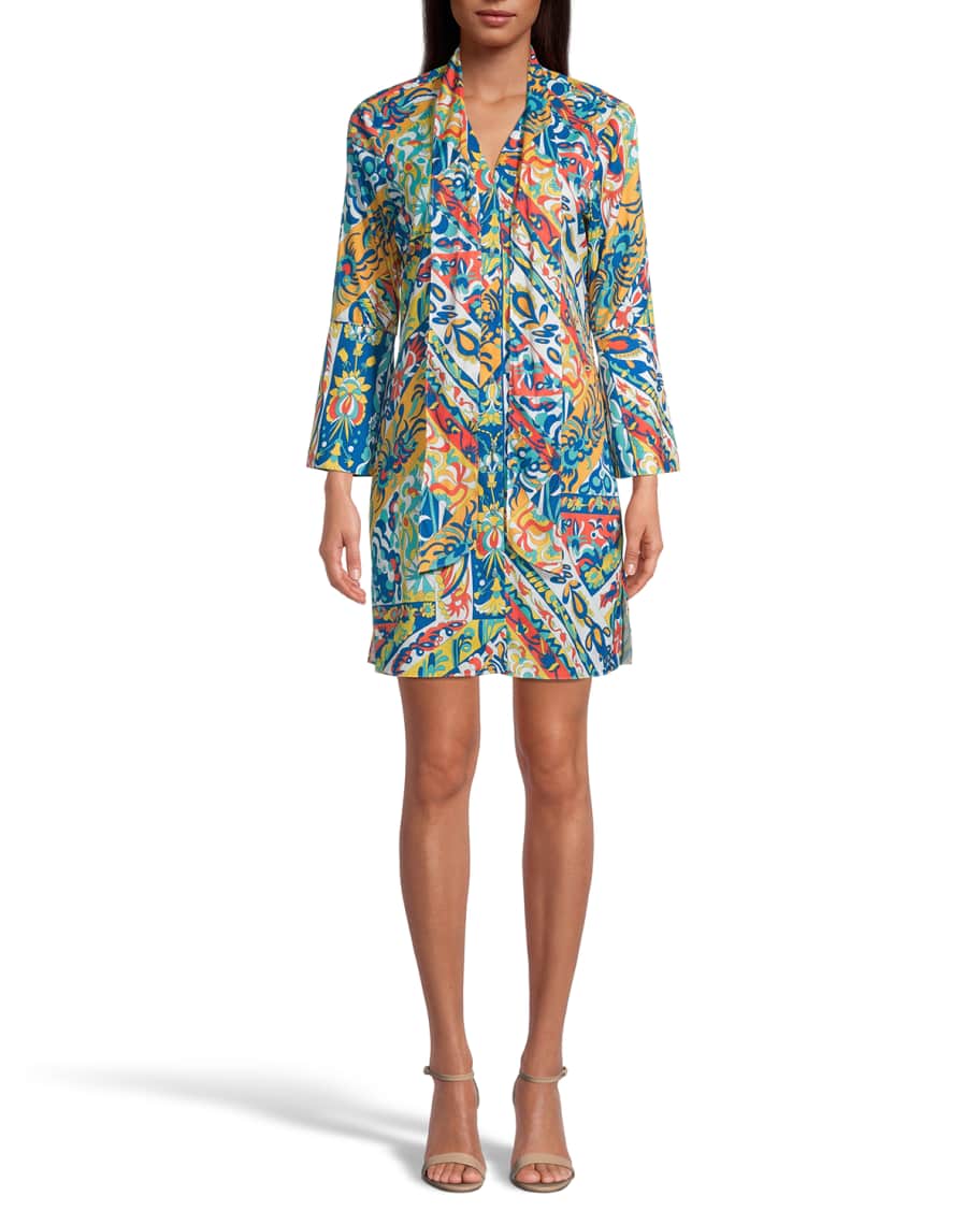 Robert Graham Brenna Mosaic Print Shift Dress | Neiman Marcus
