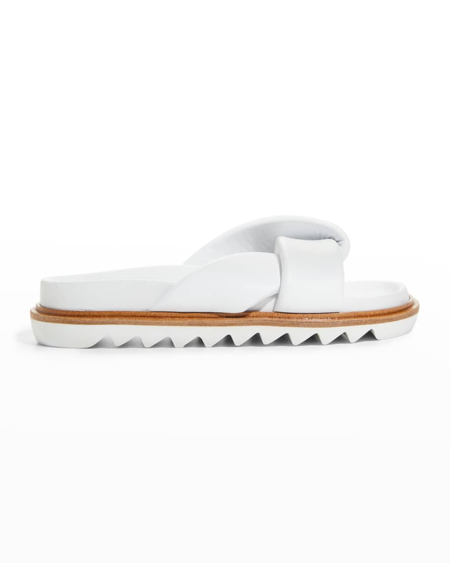STUDIO AMELIA Padded Leather Flat Sporty Sandals | Neiman Marcus