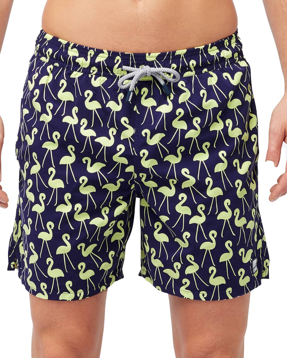 Tom & Teddy Men's Flamingo-Print Swim Trunks | Neiman Marcus