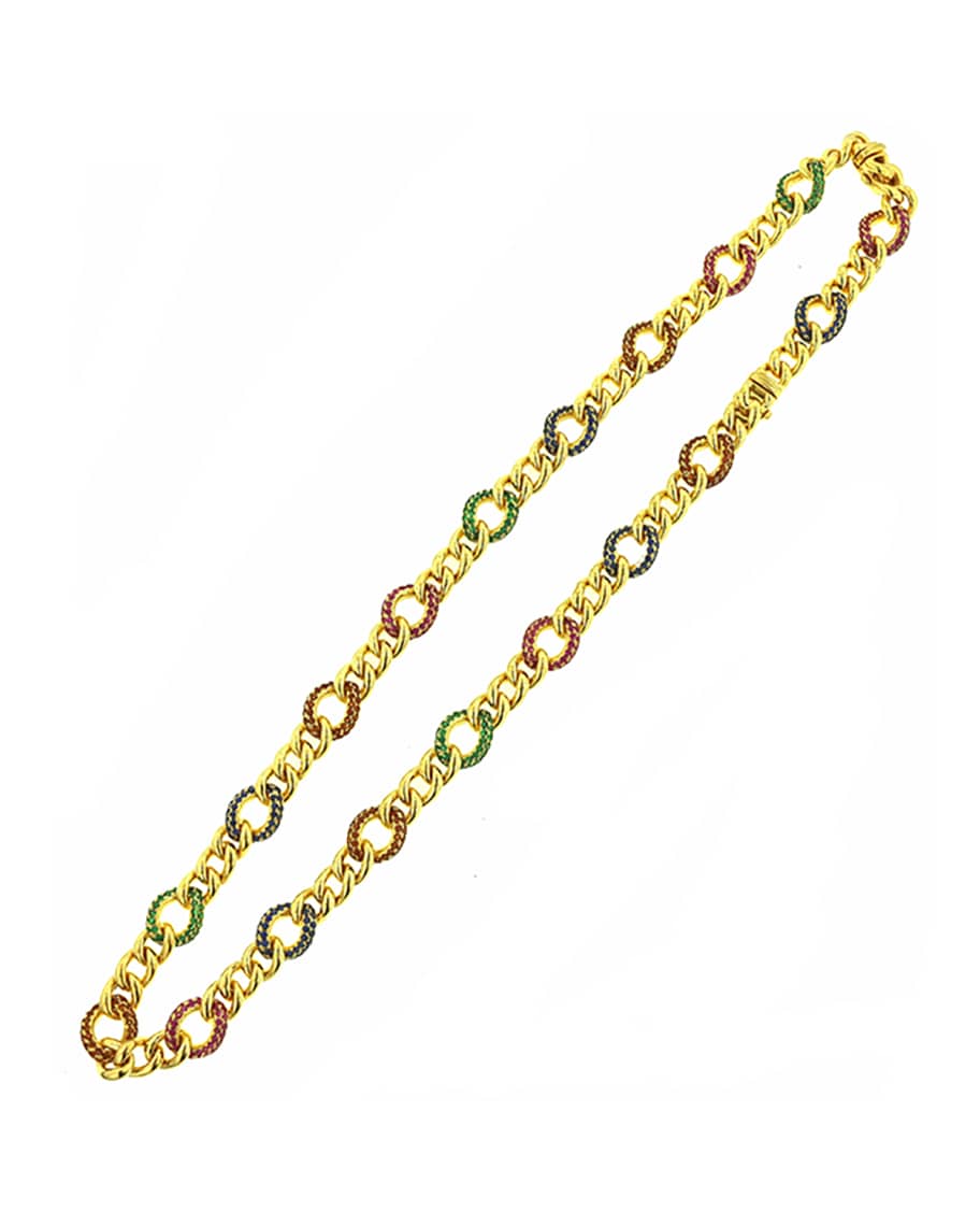Nini Jewels 18k Multicolor Gemstone Link Necklace, 22.75"L | Neiman Marcus