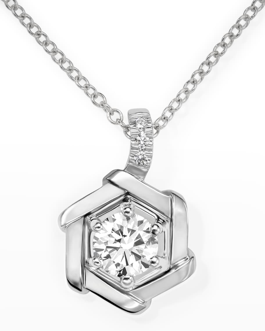 Luminous Diamonds 18K White Gold Pave and 1 Luminous Diamond Necklace ...