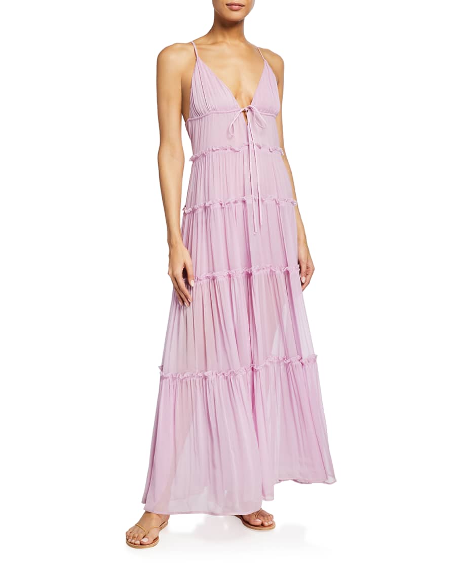 A.L.C. Gemma Tiered Silk Maxi Dress | Neiman Marcus