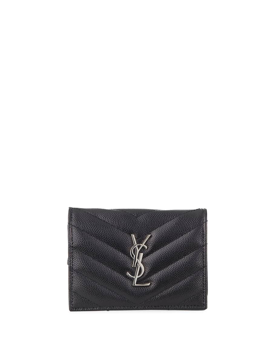 Saint Laurent YSL Monogram Quilted Leather Card Case | Neiman Marcus