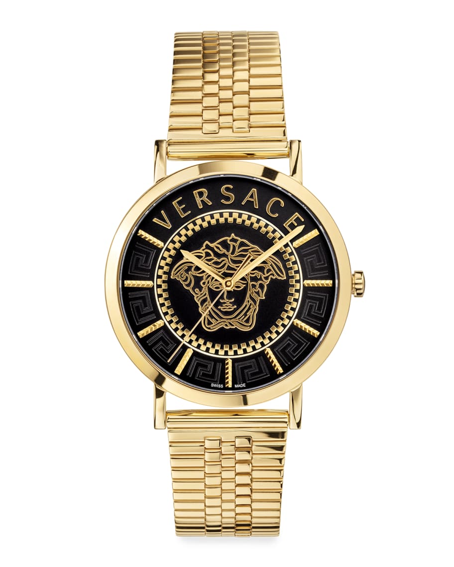 Versace 40mm V-Essential Bracelet Watch, Gold/Black | Neiman Marcus