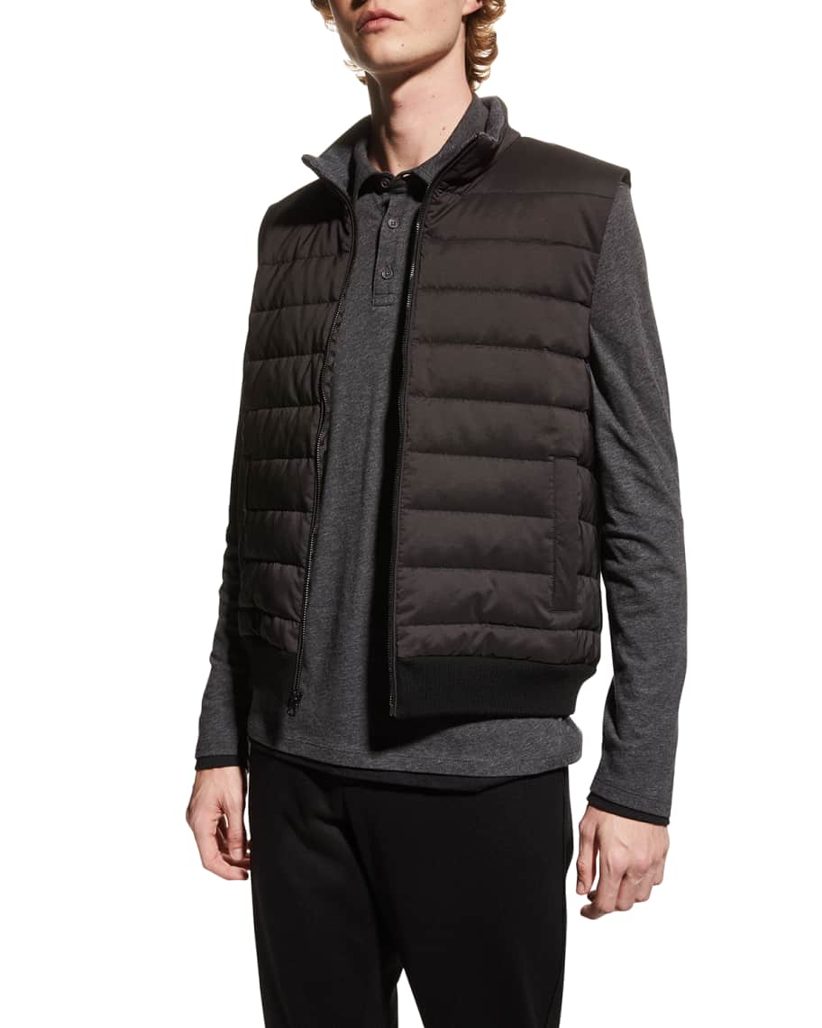 Vince Men's Double Layer Jersey Long-Sleeve Polo Shirt | Neiman Marcus