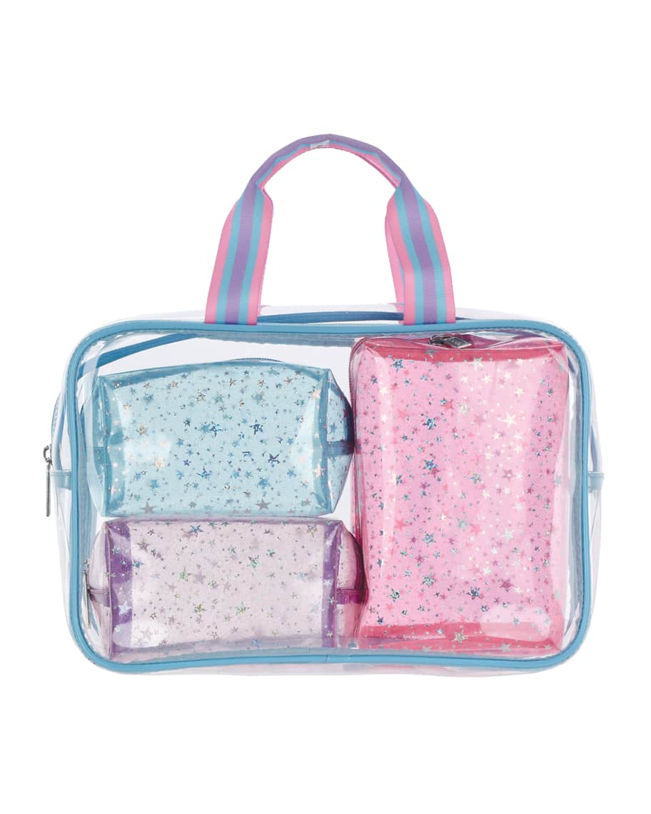 Iscream Girl's Clear Colorblock Trio Cosmetic Bag | Neiman Marcus