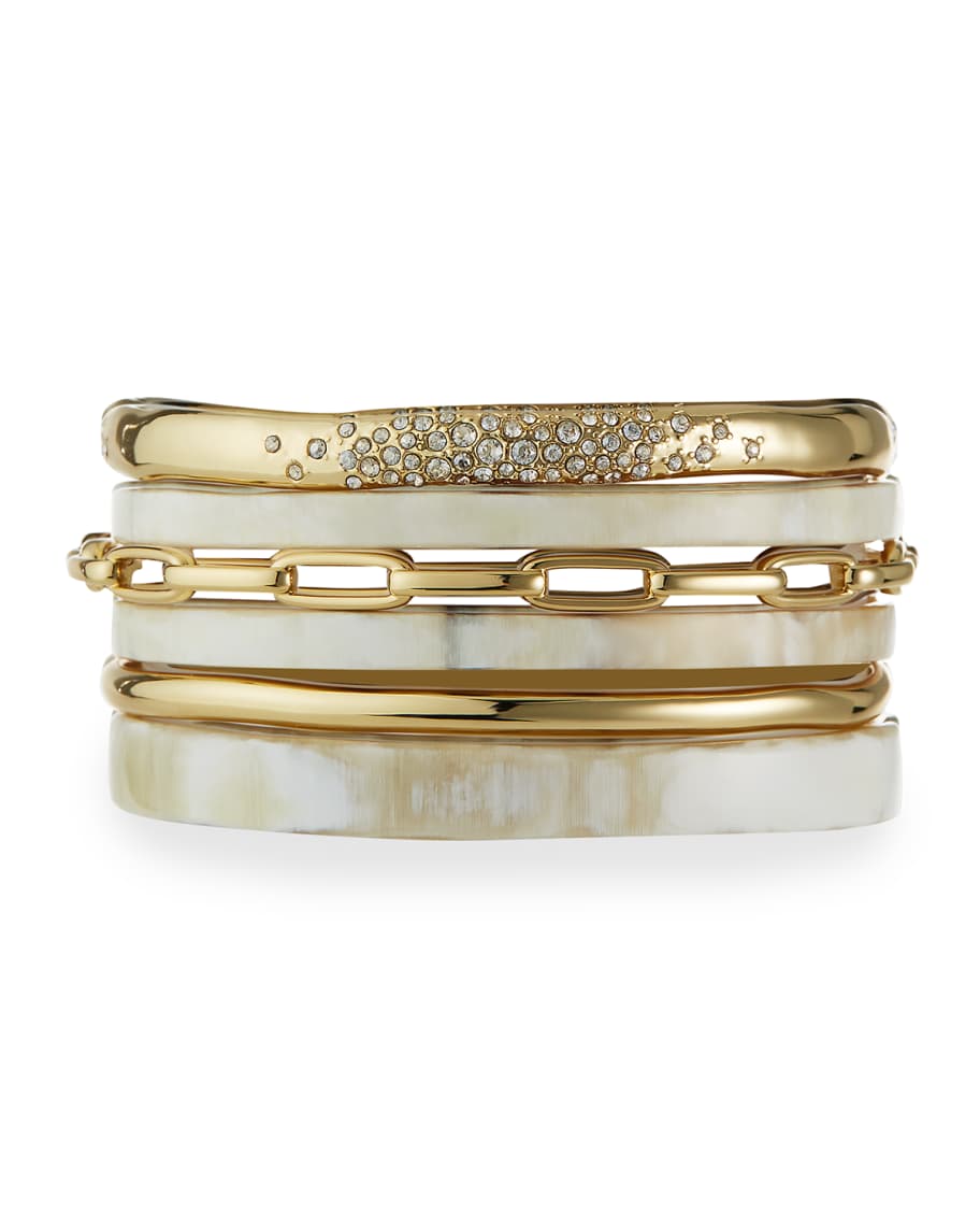Akola Zuri Blonde Horn and Crystal Bracelets, Set of 6 | Neiman Marcus