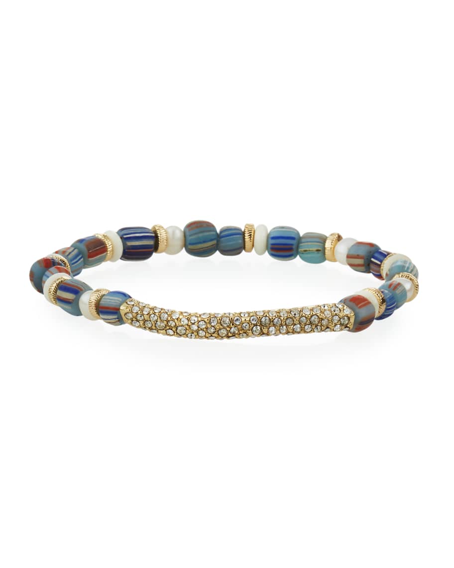 Akola Ezra Beaded Stretch Bracelet with Swarovski Crystal Pave and ...