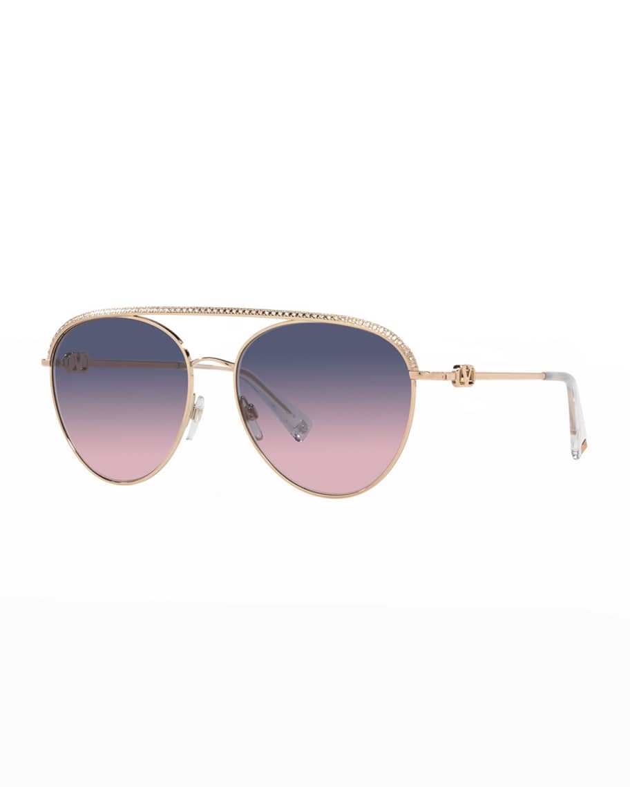 Valentino Garavani Metal Aviator Sunglasses | Neiman Marcus