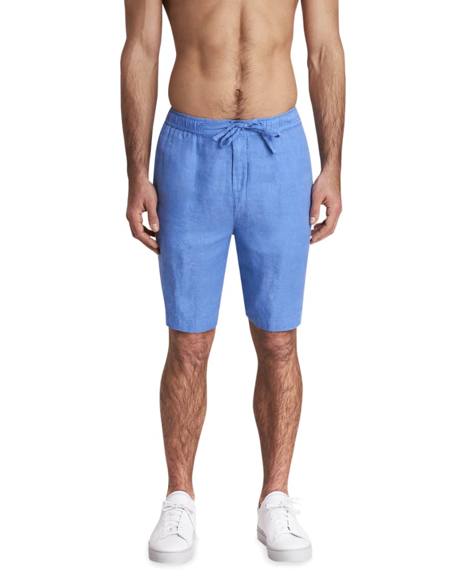 Bugatchi Men's Solid Linen Drawstring Shorts | Neiman Marcus