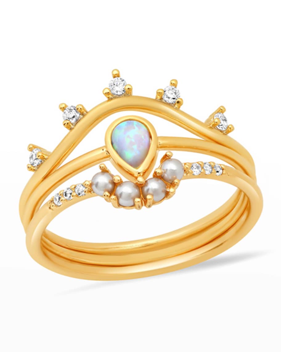 Tai Triple Stacked Opal and Cubic Zirconia Ring, Size 7 | Neiman Marcus