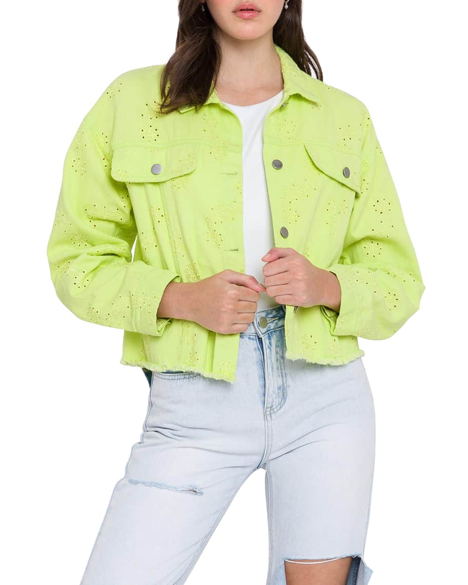 English Factory Eyelet Denim Jacket | Neiman Marcus