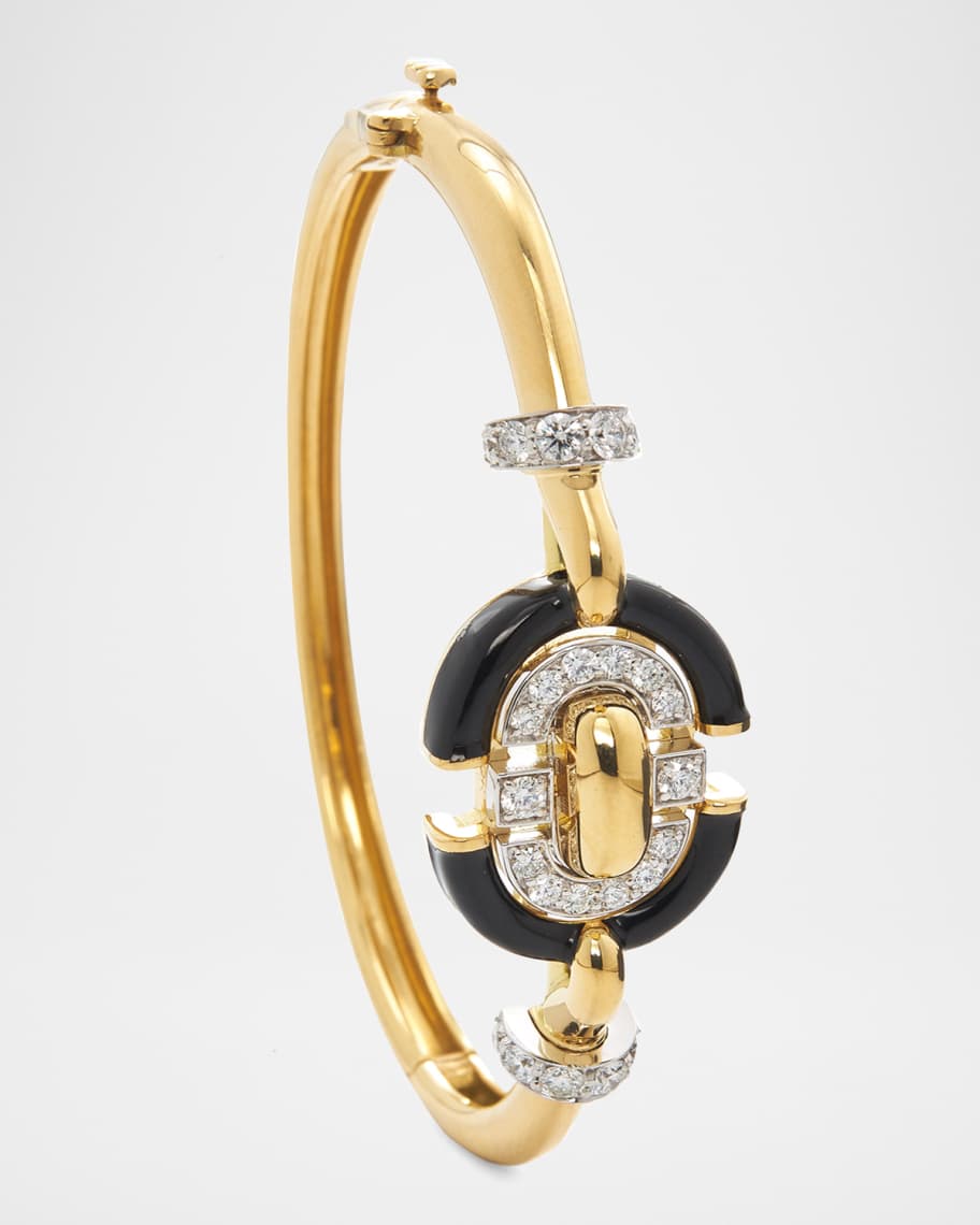 David Webb 18K Gold & Black Enamel Unity Bracelet w/ Diamonds | Neiman ...