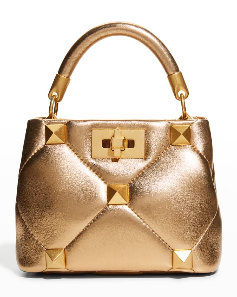 Valentino Garavani Roman Stud Metallic Top Handle Satchel Bag | Neiman ...