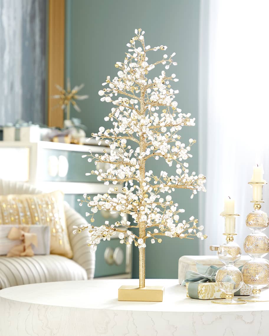 Neiman Marcus Gold Christmas Tree with Glass Culets & Pearl Beads - 26 ...