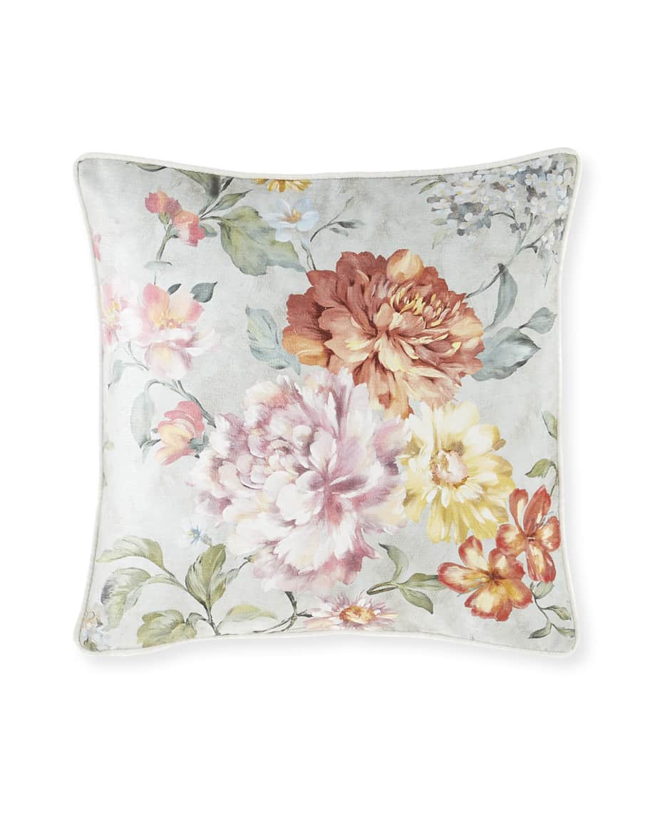 Sherry Kline Home Alyssa Floral Pillow, 20"Sq. | Neiman Marcus