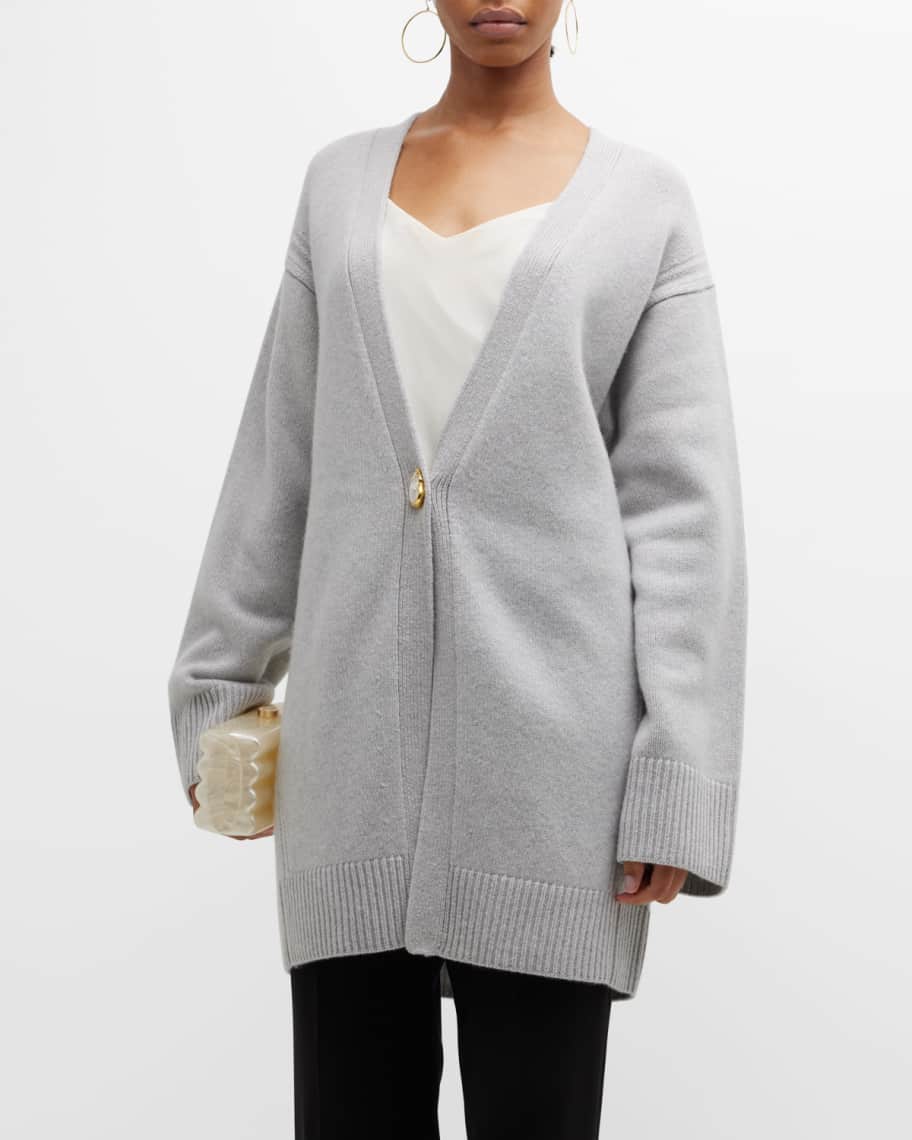 Galvan Long Single-Button Wool Cardigan | Neiman Marcus