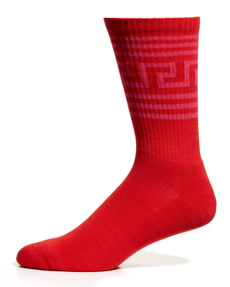 Versace Men's Greca Crew Socks | Neiman Marcus