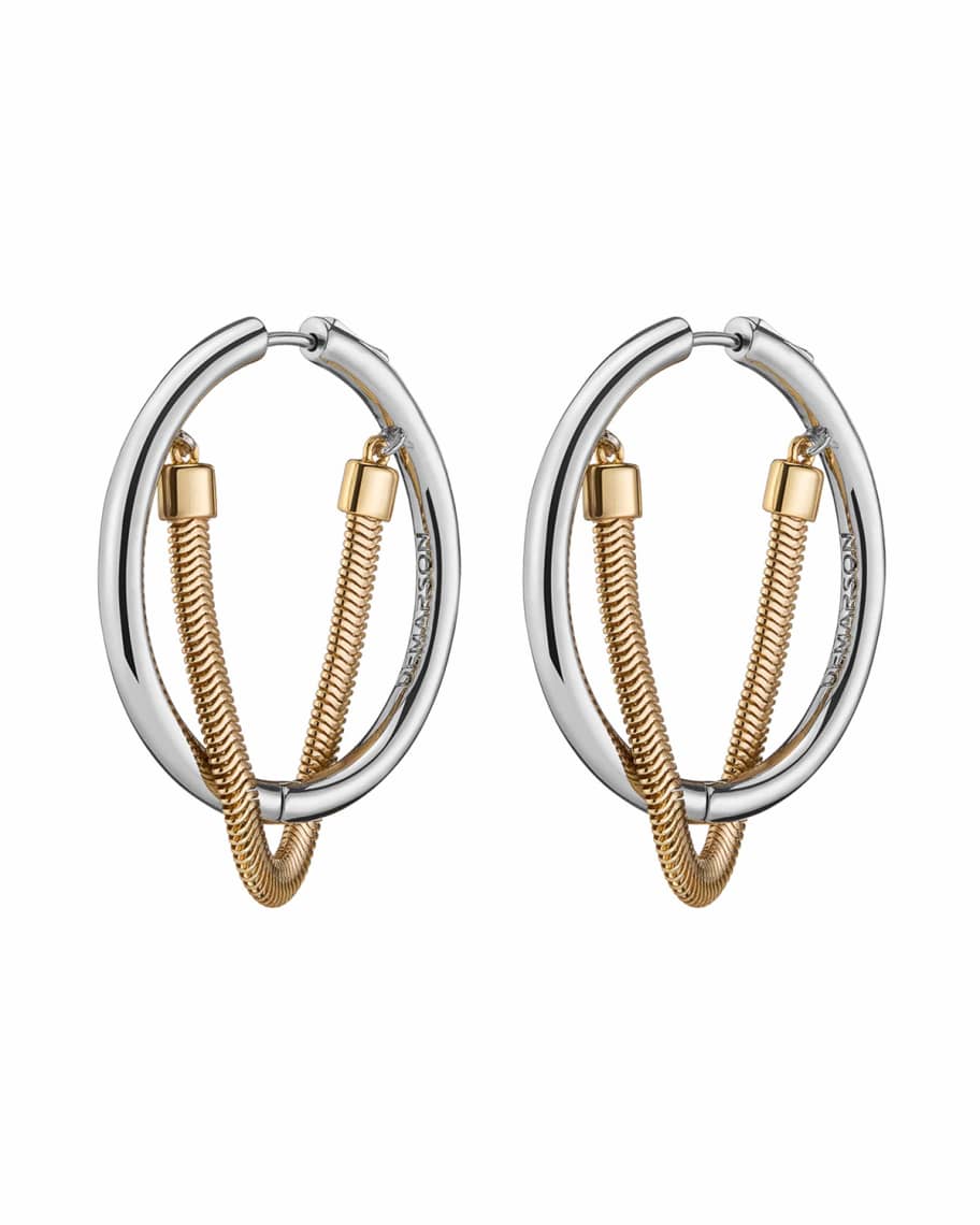 DEMARSON Riley Snake Chain Hoop Earrings, Silver/Gold | Neiman Marcus
