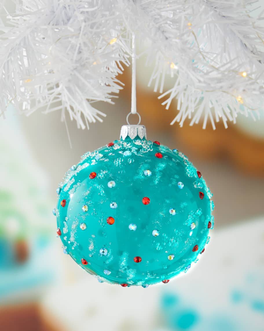 Neiman Marcus Semi Transparent Turquoise Pearl Glass Glitter Red And ...