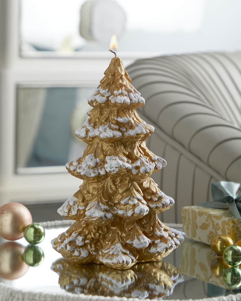 Exclusive Medium Gold Christmas Tree Candle | Neiman Marcus