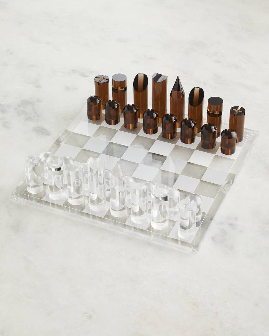 SUNNYLiFE Lucite Chess and Checkers Game | Neiman Marcus