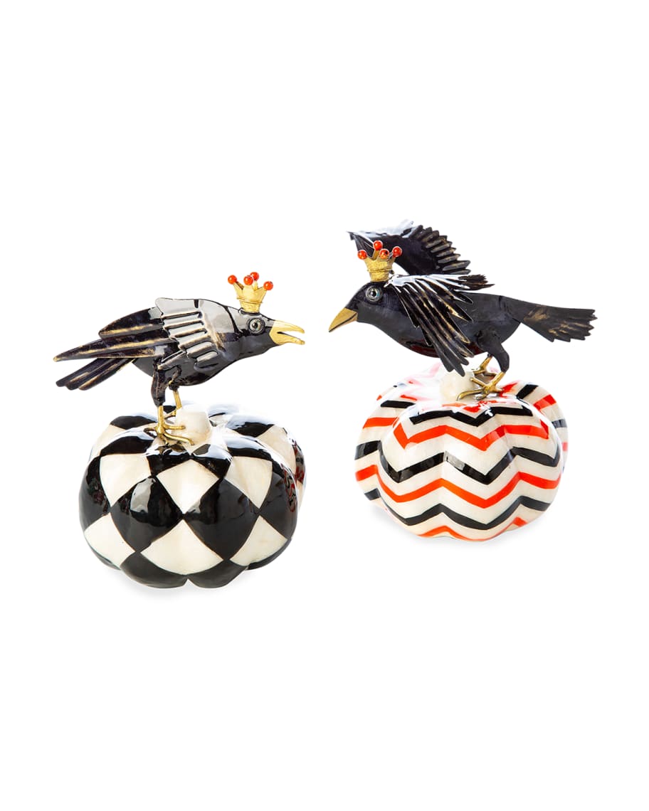MacKenzie-Childs Crowned Crow Pumpkins, Set Of 2 | Neiman Marcus