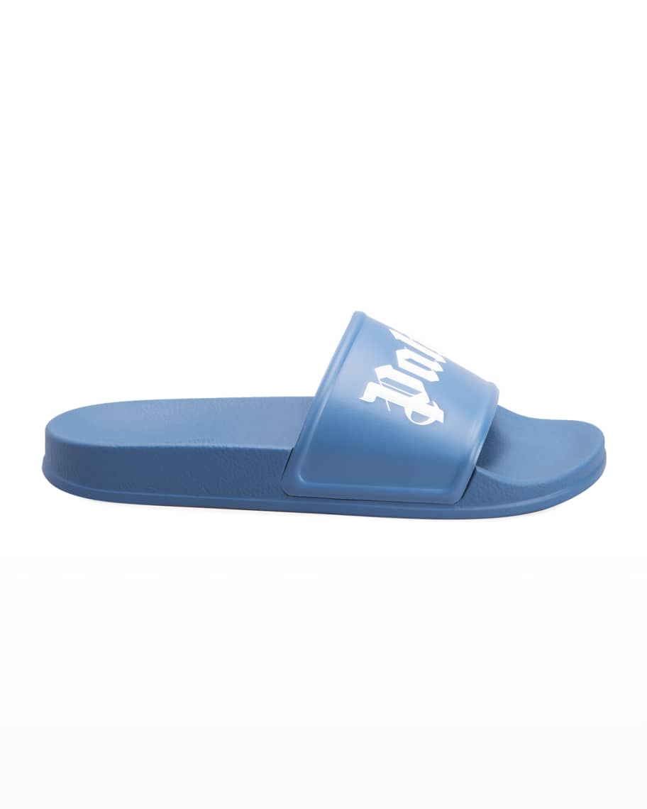 Palm Angels Men's Script Logo Pool Slide Sandals | Neiman Marcus