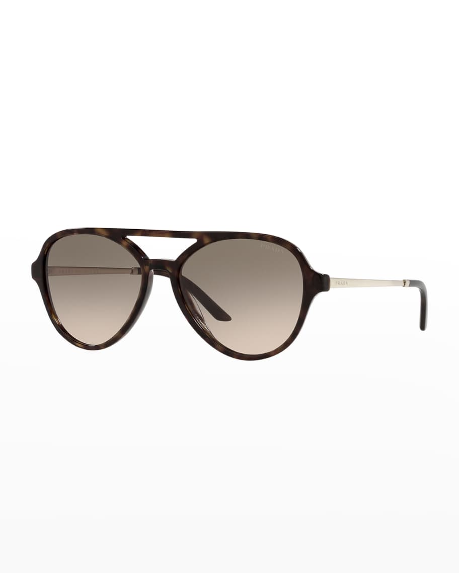 Prada Acetate & Metal Aviator Sunglasses | Neiman Marcus