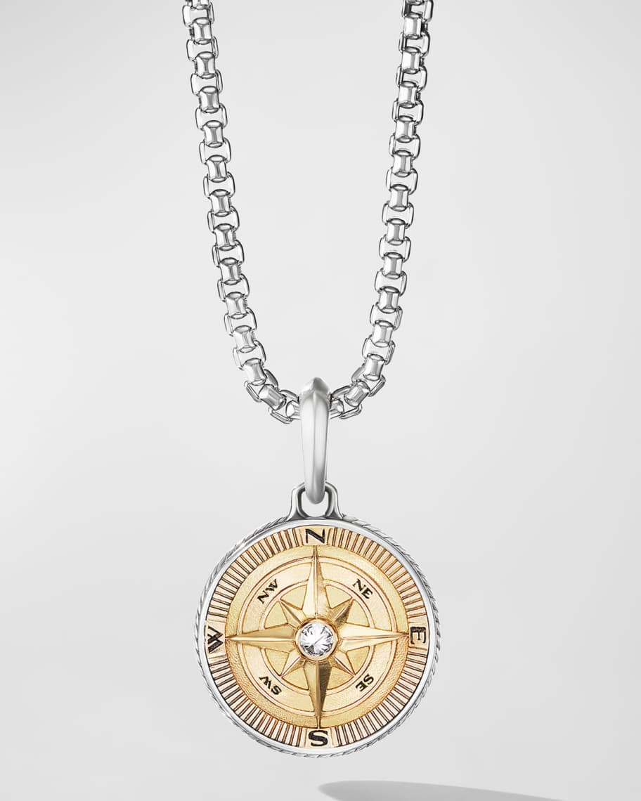 David Yurman Men's Maritime Compass Pendant in Silver with 18K Gold, 29 ...