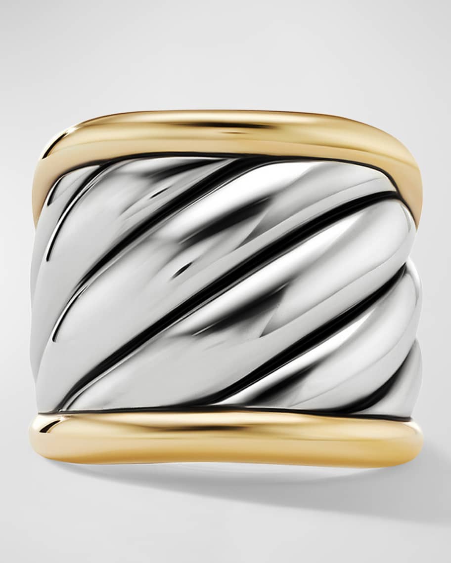 David Yurman 22mm Sculpted Cable Saddle Ring in Silver with Gold ...