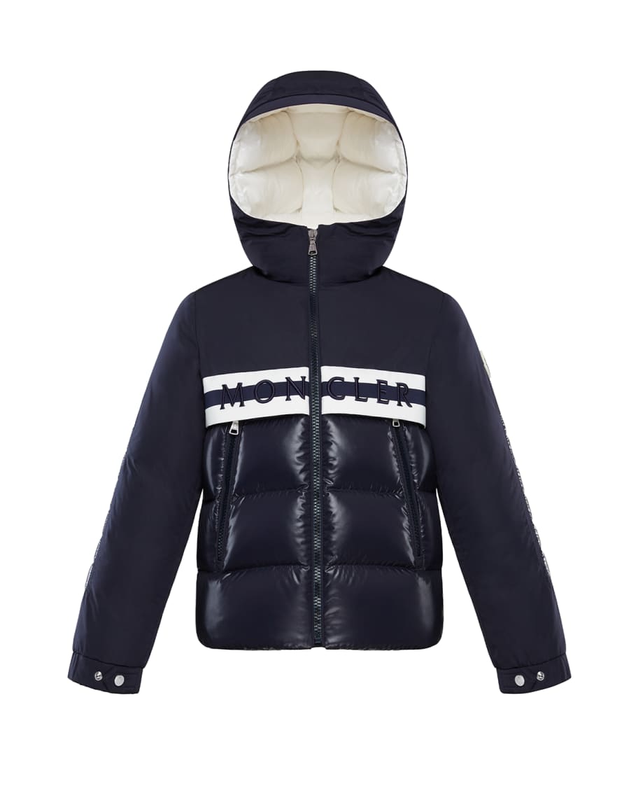 Moncler Boy's Hanim Logo Hooded Parka, Size 8-14 | Neiman Marcus
