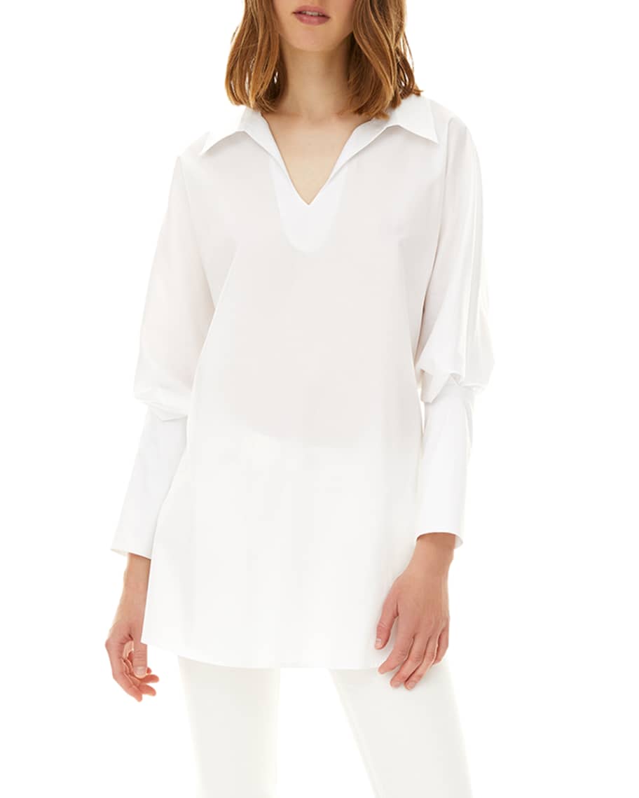 Harshman Dylan Bishop-Sleeve Poplin Tunic | Neiman Marcus