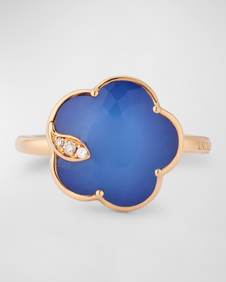 Pasquale Bruni 18k Rose Gold Lapis/White Agate Doublet Floral Ring with ...