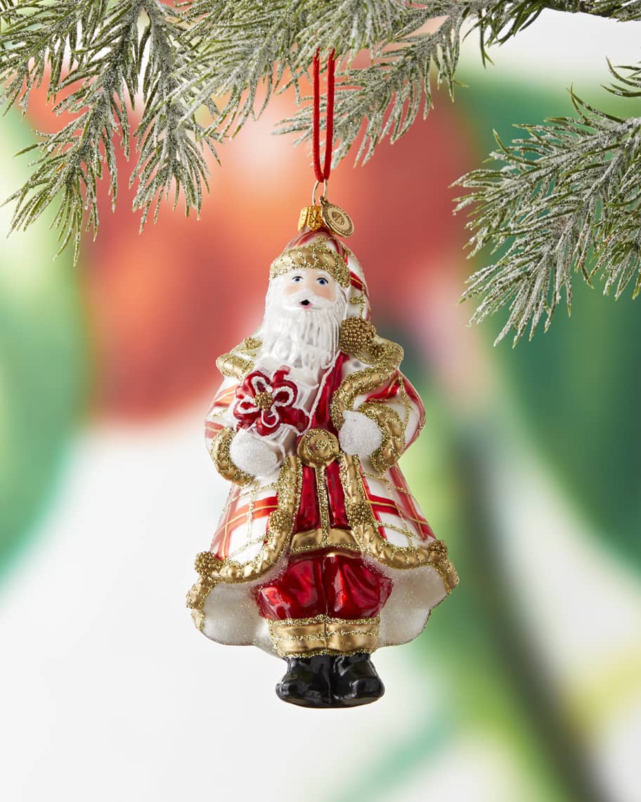 Juliska Exclusive Berry & Thread Ruby Tartan Santa Glass Ornament ...