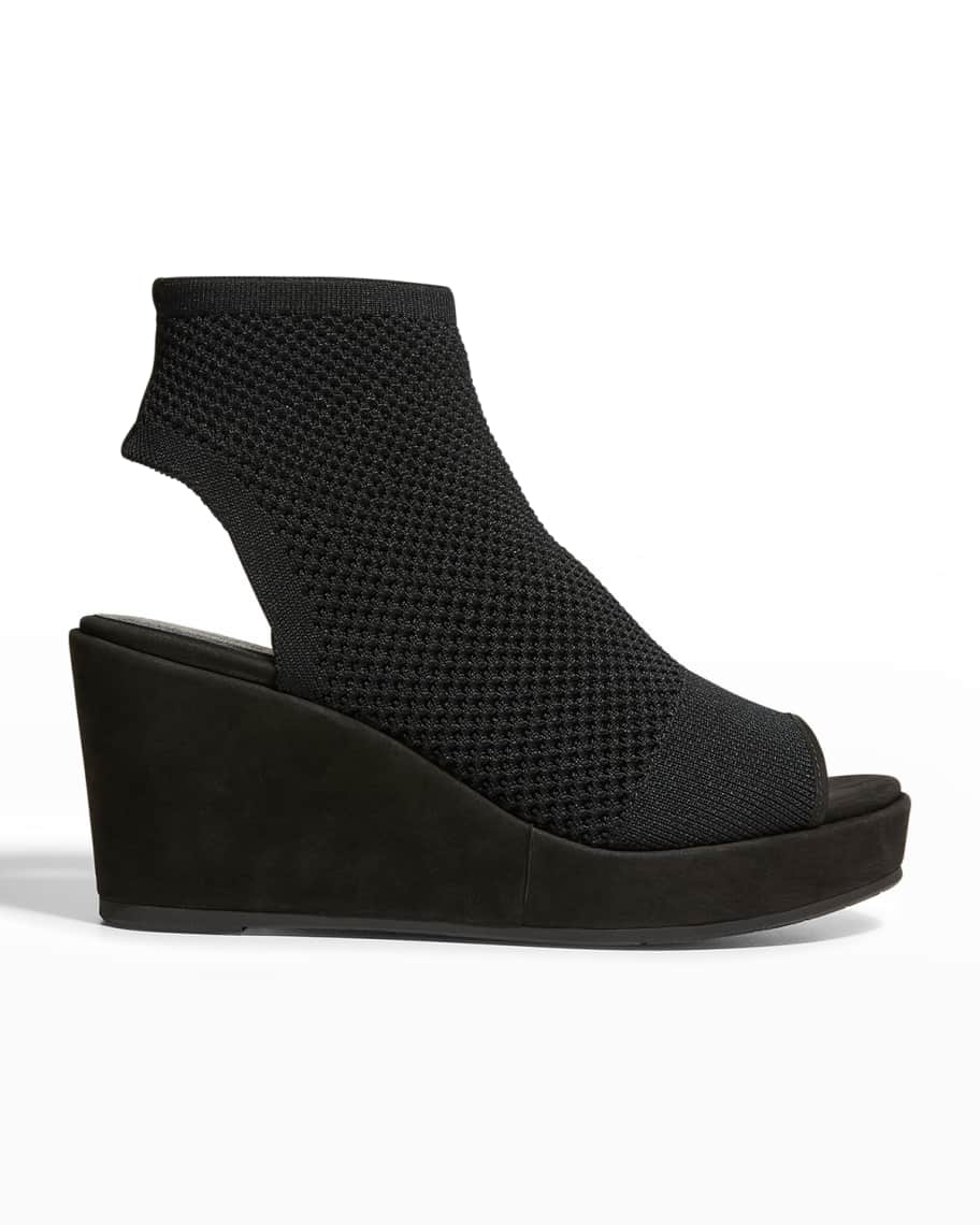 Eileen Fisher Warrick Stretch Knit Wedge Sandals | Neiman Marcus