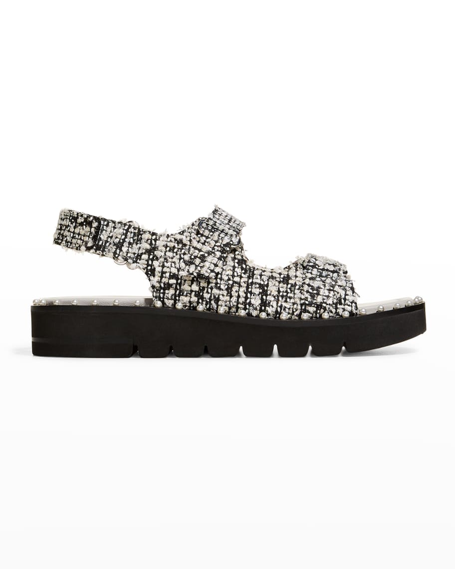 Stuart Weitzman Zoe Wool Sporty Slingback Sandals | Neiman Marcus