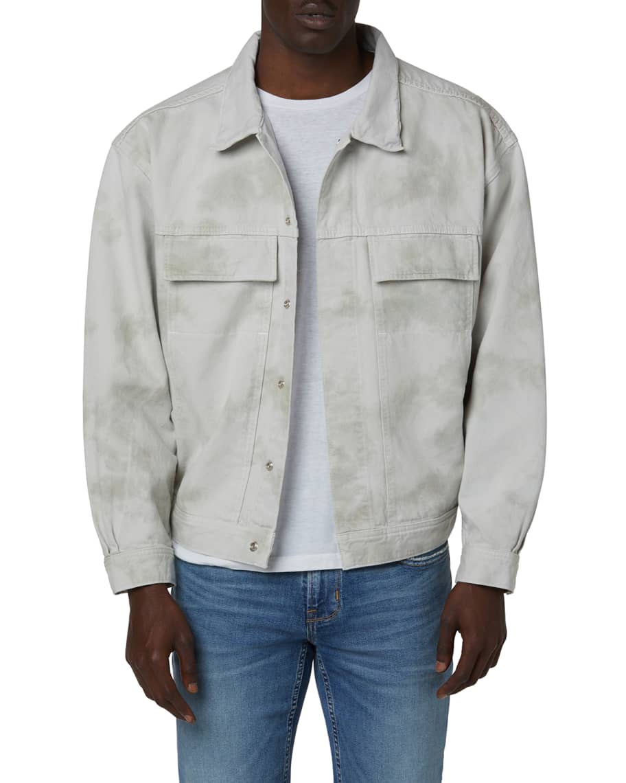 Hudson Men's Boxy Dusted-Denim Trucker Jacket | Neiman Marcus