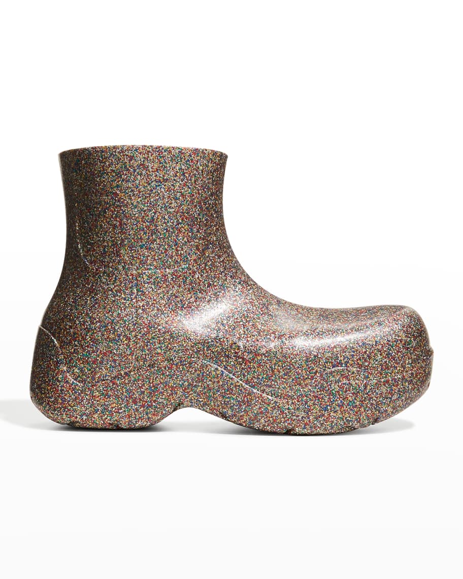 Bottega Veneta Metallic Puddle Rain Booties | Neiman Marcus