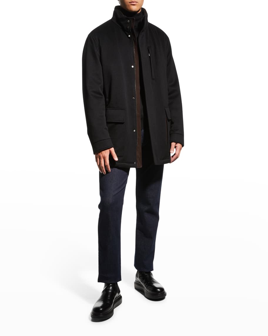ZEGNA Men's Car Coat w/ Shearling Collar | Neiman Marcus