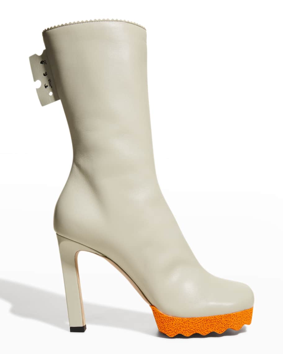 Off-White Napa Sponge-Sole Stiletto Booties | Neiman Marcus