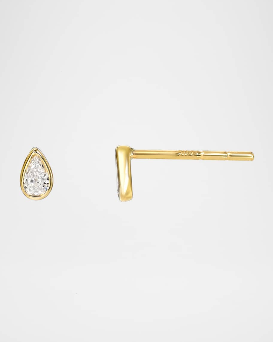 Zoe Lev Jewelry 14k Gold Pear Bezel Diamond Stud Earrings | Neiman Marcus